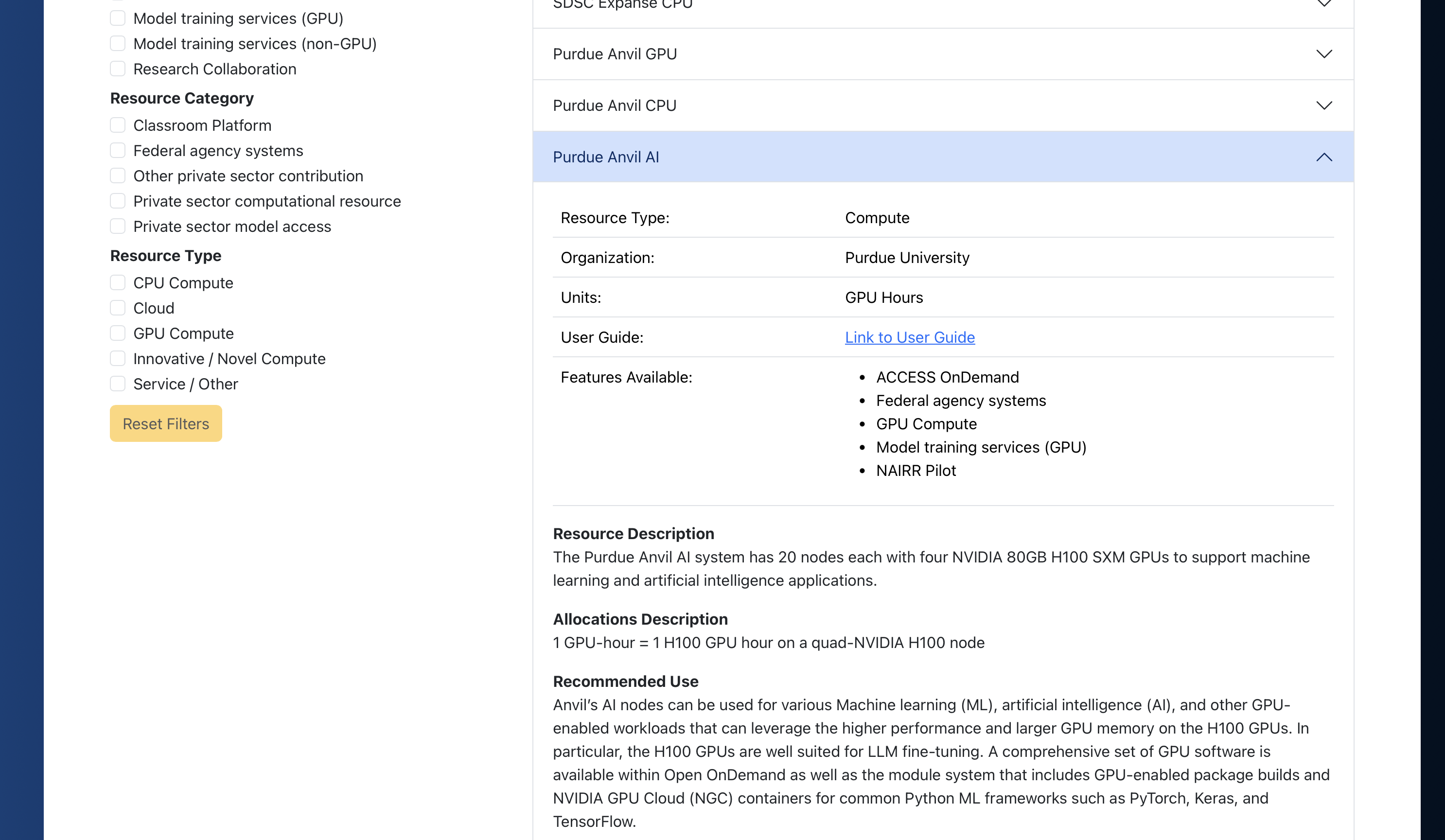 RCAC - Anvil AI now available for allocations through NAIRR (March 3, 2025 8:59am EST)